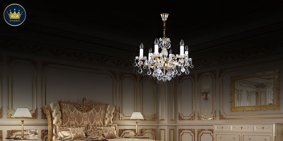 TRANG TRÍ KHÔNG GIAN PHÒNG NGỦ CỔ ĐIỂN QUÝ PHÁI VỚI ĐÈN MARIA THERESA